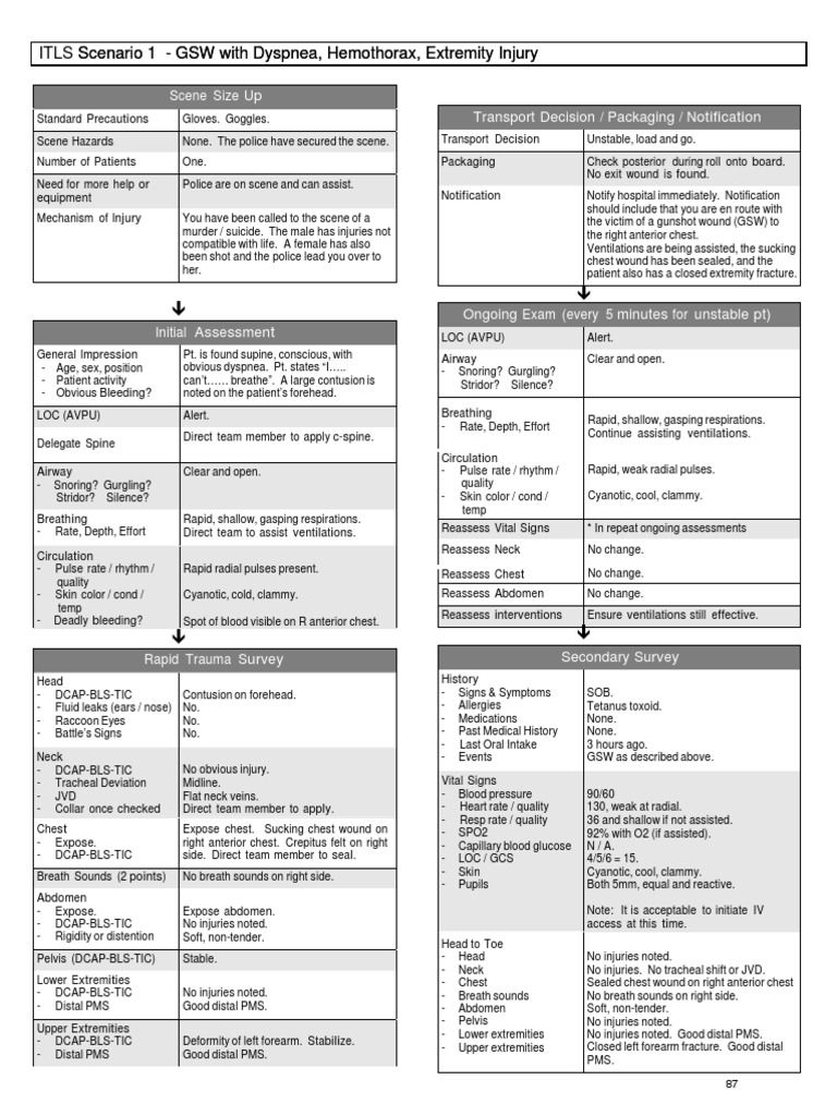 Trauma Scenario - ITLS.pdf | Major Trauma | Thorax