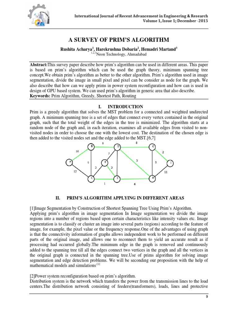 A Survey of Prim Algorithm | PDF | Image Segmentation | Algorithms
