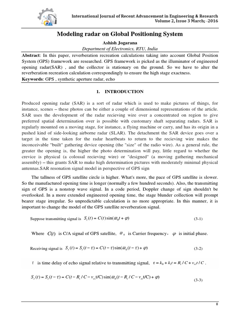 Modeling Radar On Global Positioning System: Department of Electronics ...