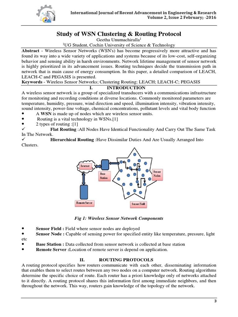 Study of WSN Clustering & Routing Protocol | PDF | Wireless Sensor Network | Routing