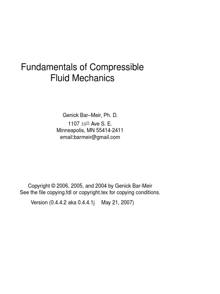 Fundamentals of Compressible Fluid Mechanics | PDF | Mach Number ...