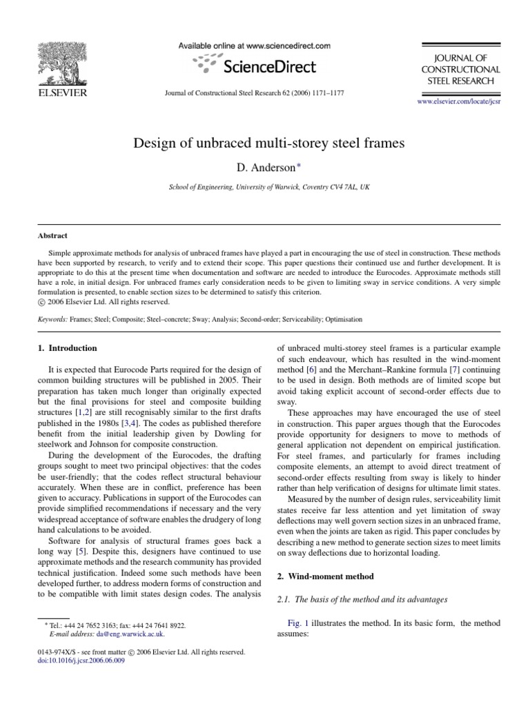 Design of Unbraced Multi-Storey Steel Frames | PDF | Beam (Structure ...
