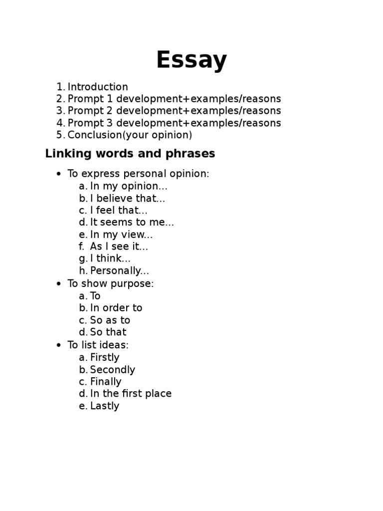 Linking Words for Opinion Essays | PDF