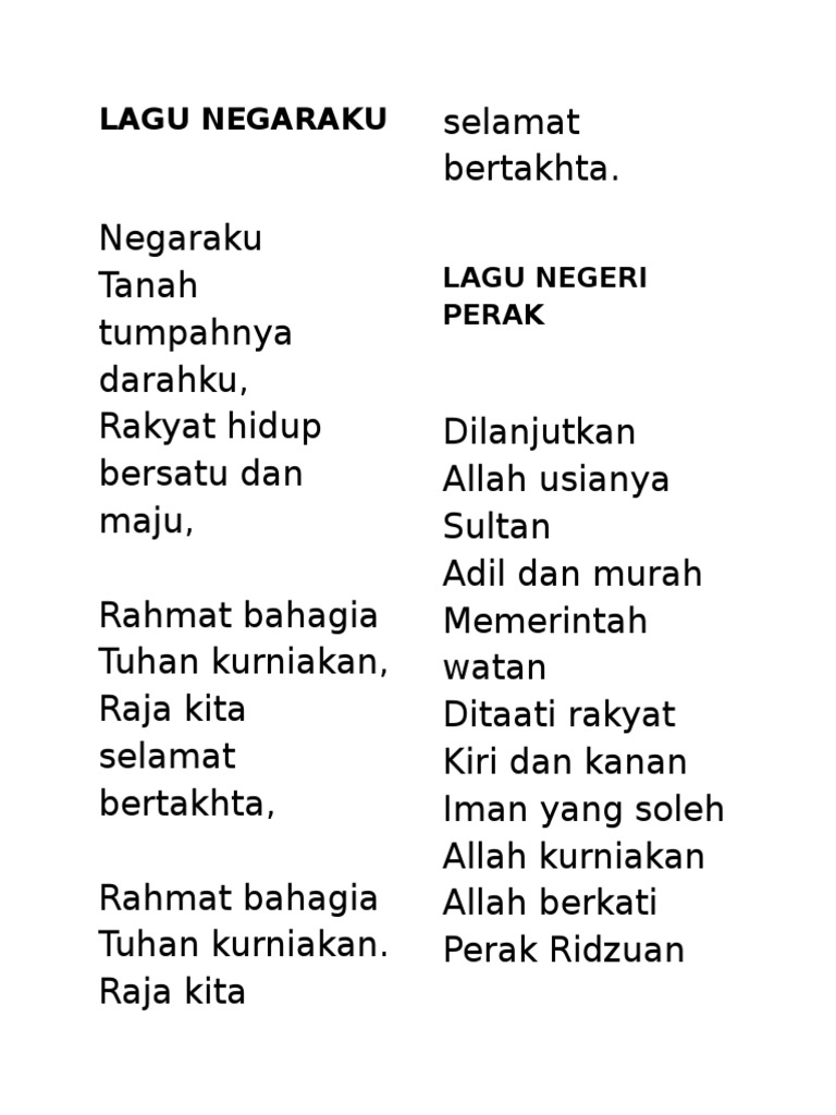 Lirik Lagu Negaraku | PDF