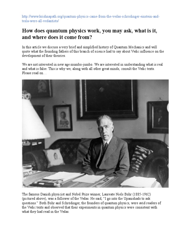 Quantum Physics And Vedas Pdf ﾄ Tman Hinduism Quantum Mechanics