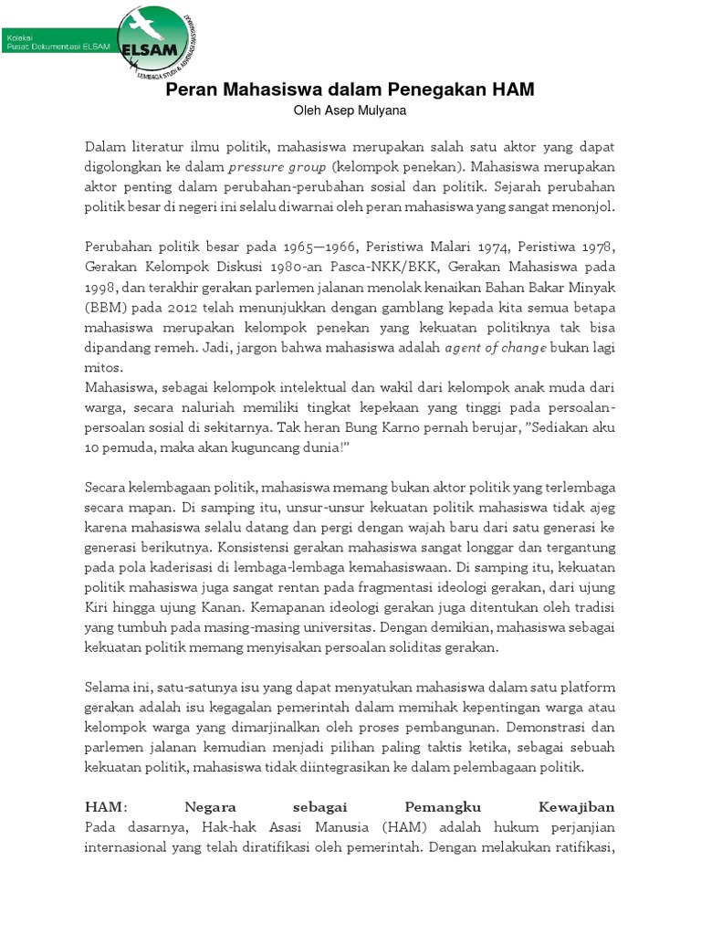 Peran Mahasiswa Dalam Penegakan HAM | PDF Peran Mahasiswa Dalam Penegakan HAM | PDF
