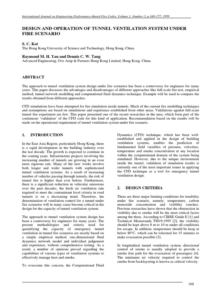 Design and Operation of Tunnel Ventilation System Under Fire Scenario | PDF | Ventilation ...