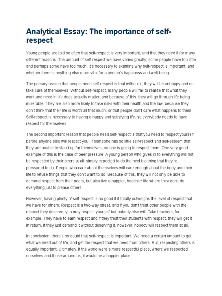 The Importance of Self-Respect | PDF | Behavioural Sciences ...