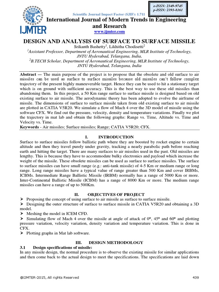 Design and Analysis of Surface To Surface Missile | PDF | Missile ...