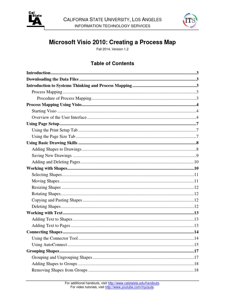Microsoft Visio 2010: Creating A Process Map: C S U, L A | PDF | Tab ...