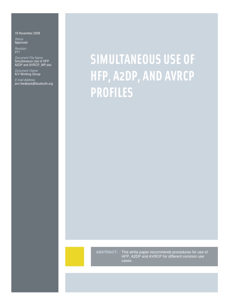 Simultaneous Use of HFP A2DP and AVRCP - WP - V11 PDF | PDF | Streaming ...