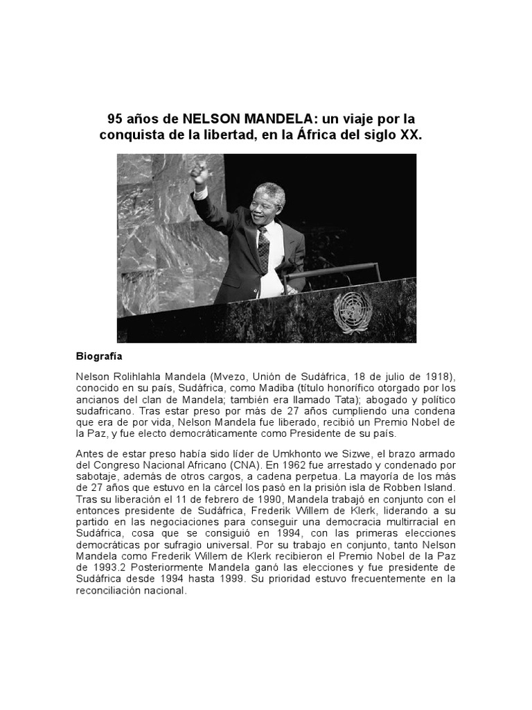 Biografía de Nelson Mandela | PDF