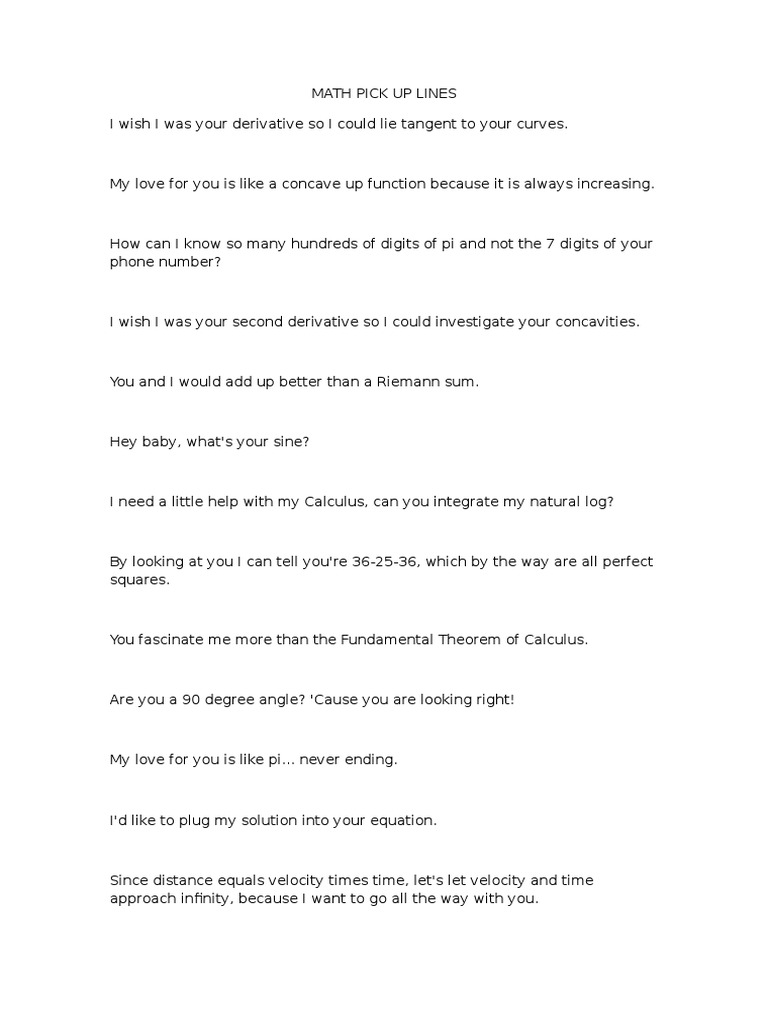 Math Pick Up Lines | PDF