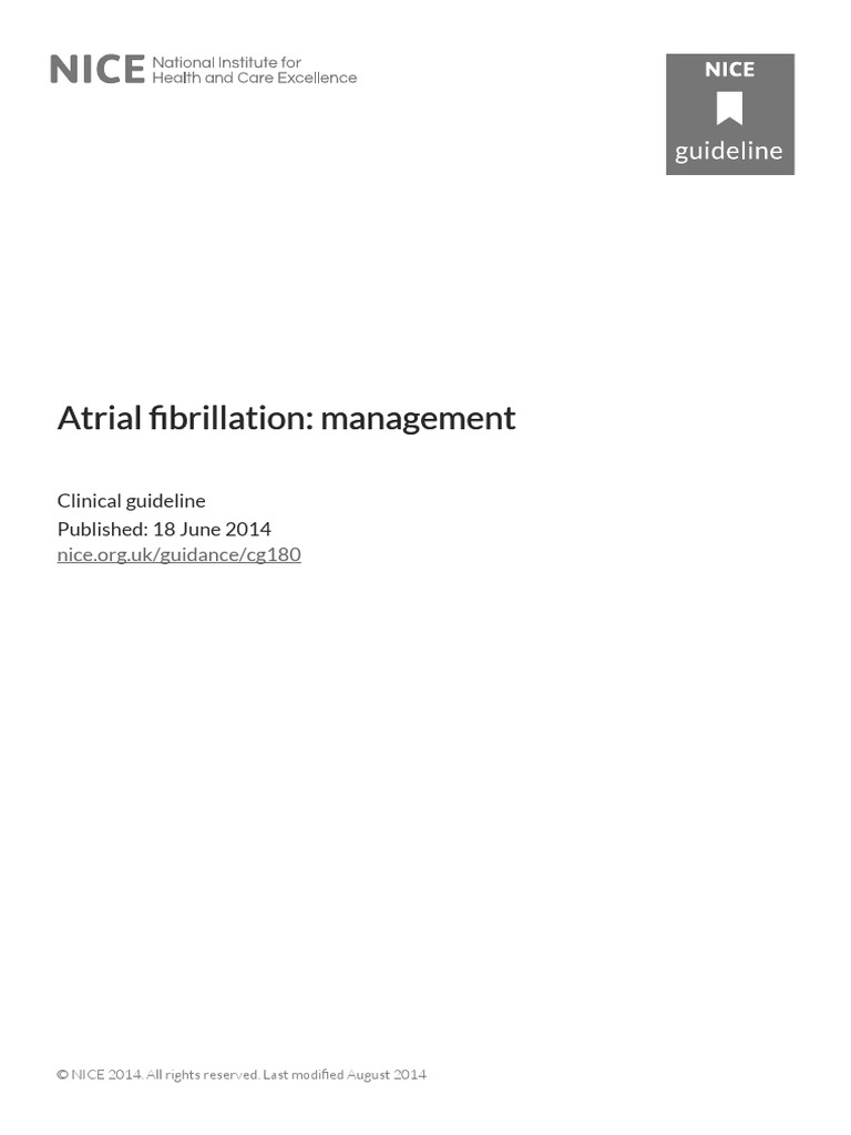 Atrial Fibrillation - NICE 2014 | PDF | Stroke | Cognitive Behavioral ...