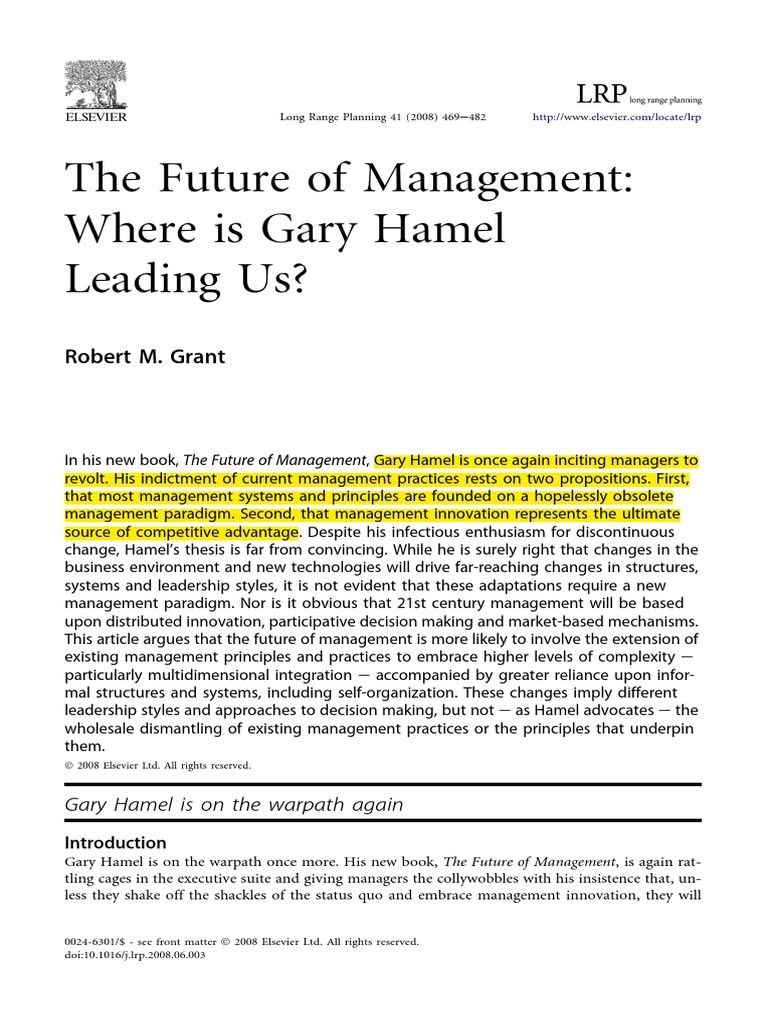 The Future of Management by Hamel | PDF | Strategic Management | Innovation