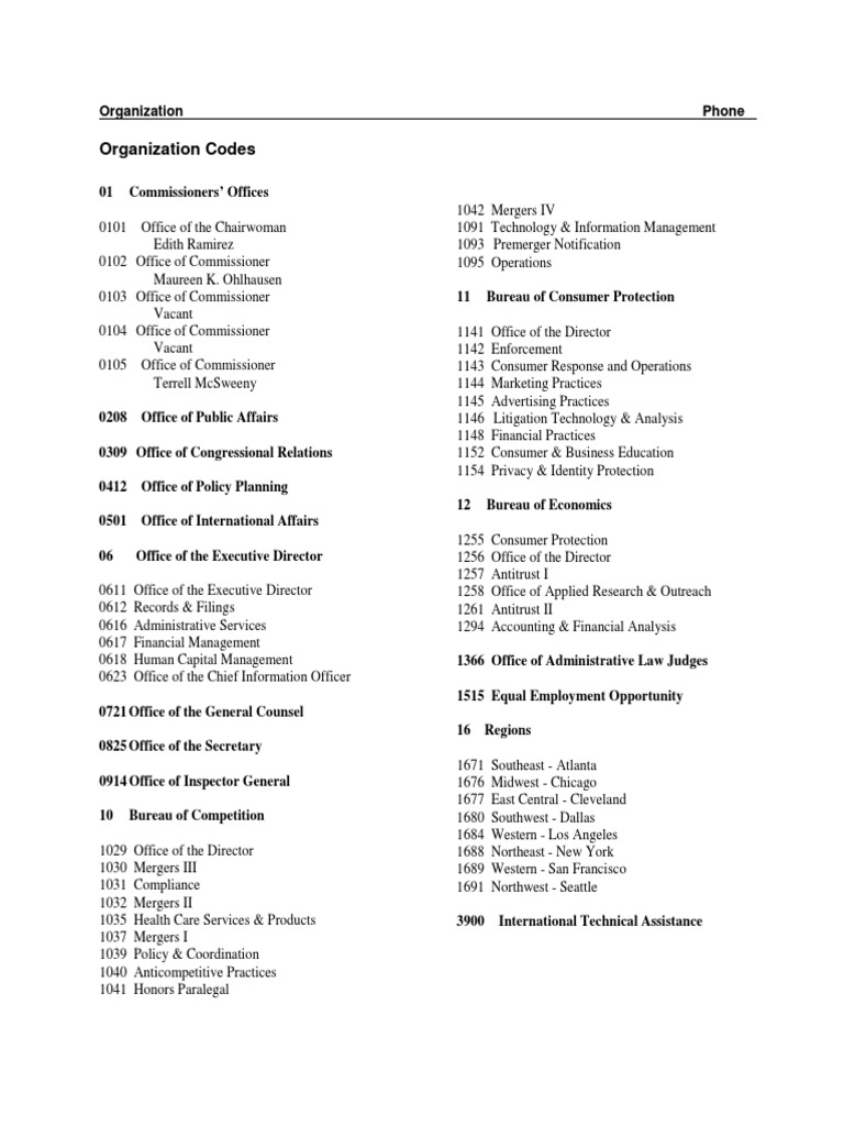 FTC Employee Directory and Contacts | PDF | Federal Trade Commission ...