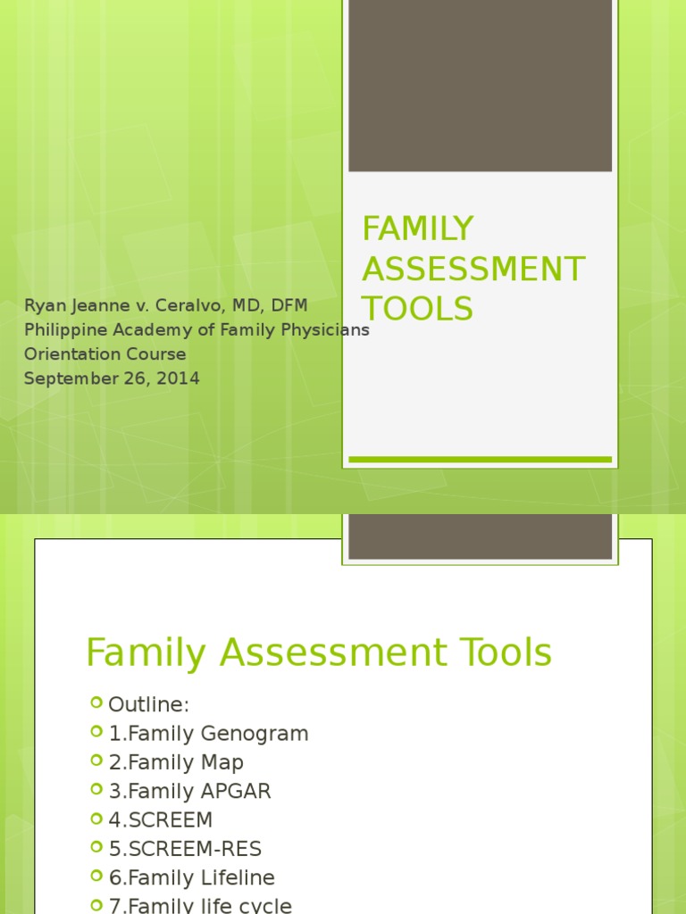 Family Assessment Tools Final | PDF | Substance Abuse | Social Group