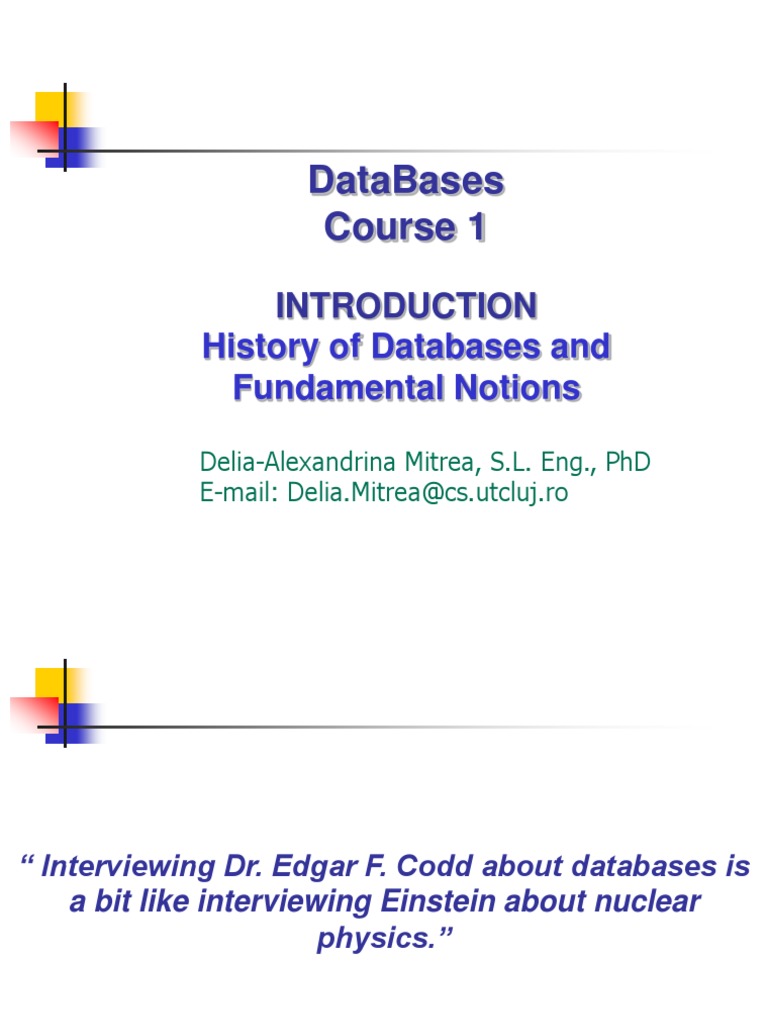 Databases Course 1: History of Databases and Fundamental Notions | PDF ...