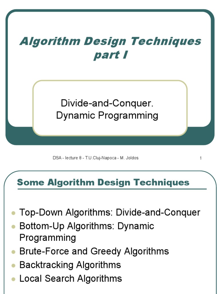 L08 Algorithm Design - Divide and Conquer - Dynamicprogramming | PDF ...