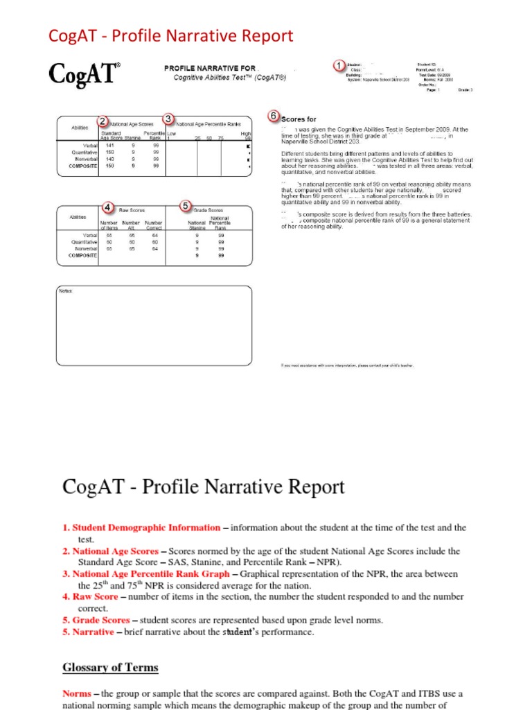 Cogat - Profile Narrative Report | PDF | Science & Mathematics