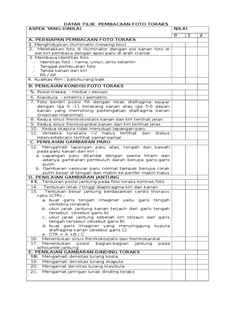 Daftar Tilik Foto Toraks SMT 3 Angkt 2014 | PDF | Seni