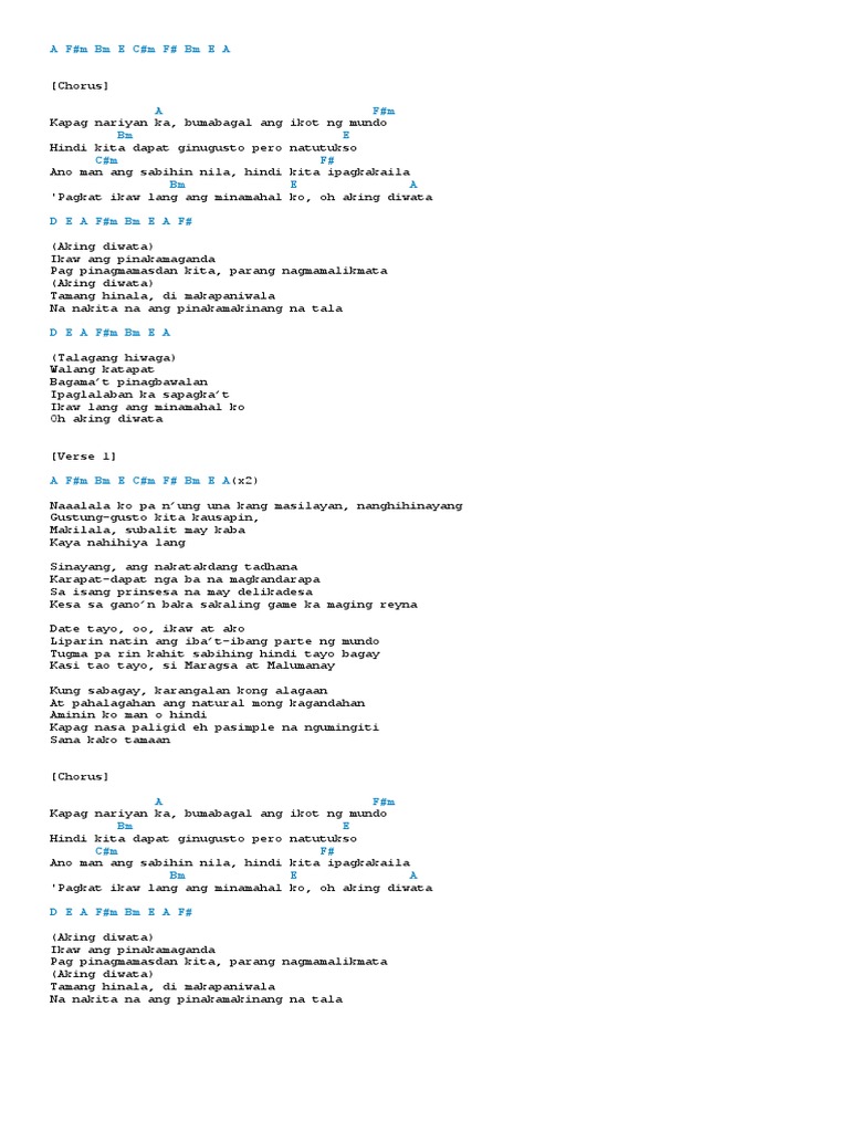 Diwata - Chords and Lyrics | PDF
