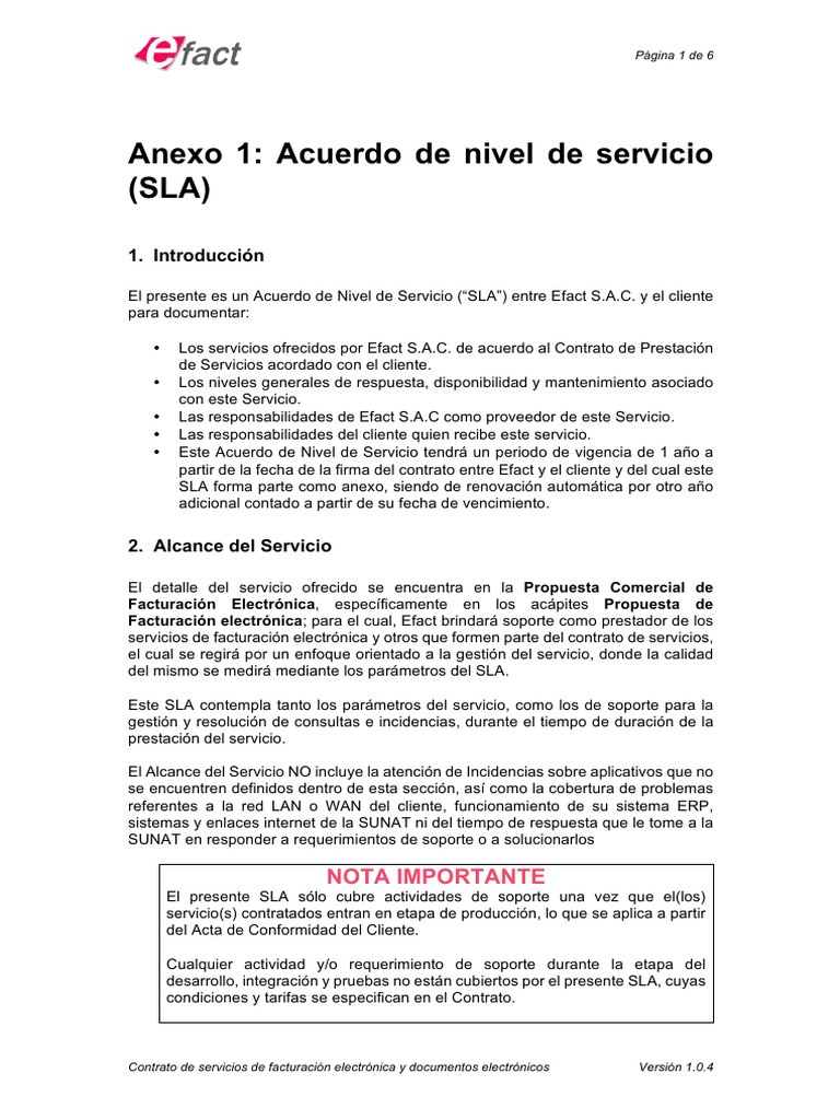 SLA Acuerdo de Nivel de Servicio | PDF | Acuerdo de nivel de servicio | Mesa de ayuda