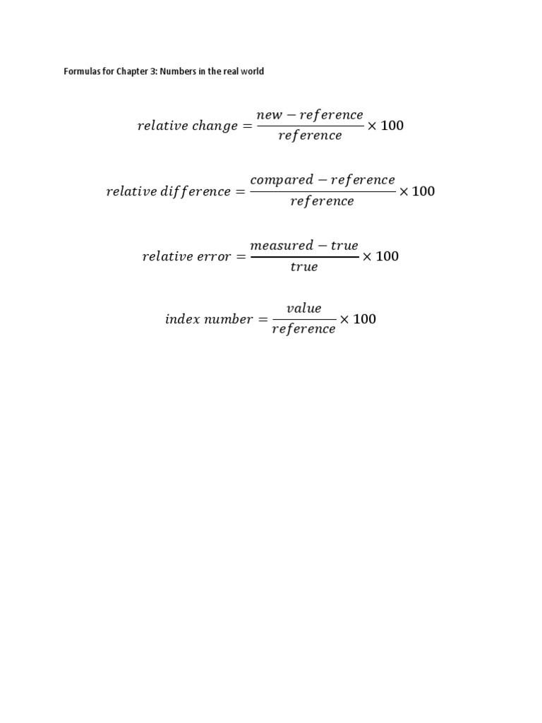Formulas For Chapter 3: Numbers in The Real World | PDF