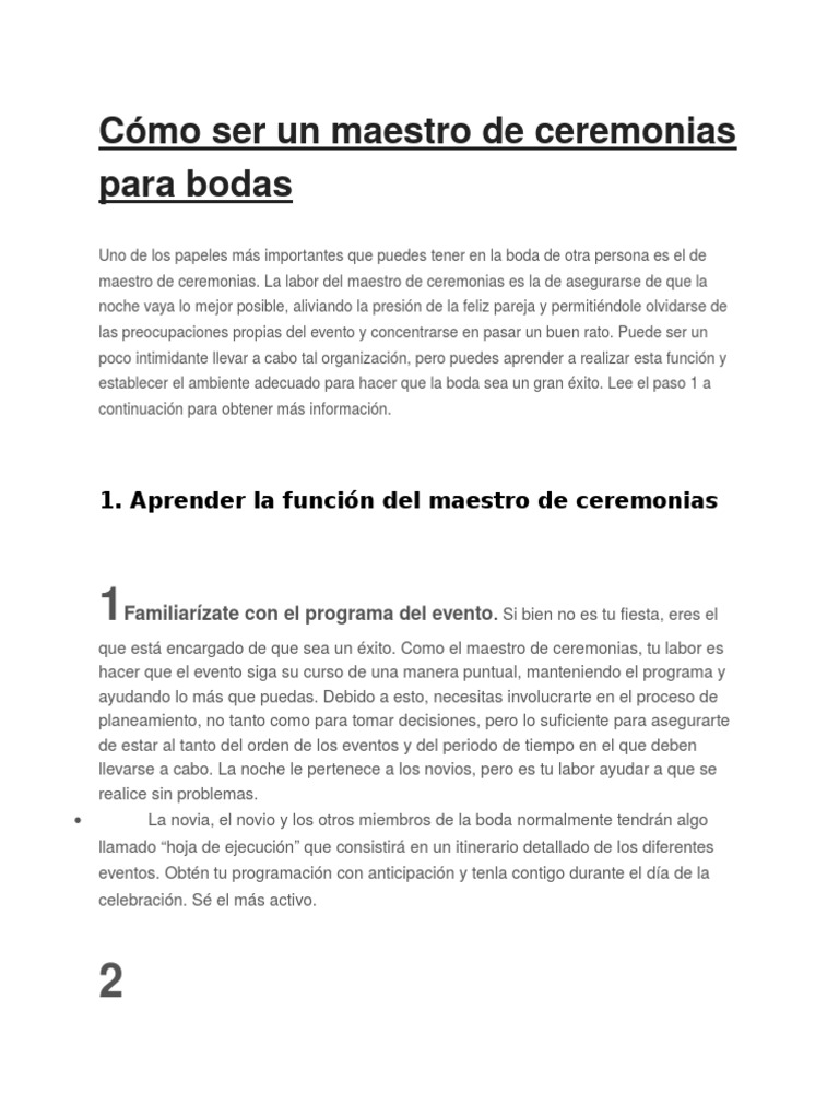 Cómo Ser Un Maestro Edecuado-De Ceremonias para Bodas | PDF | Boda | Toma de decisiones