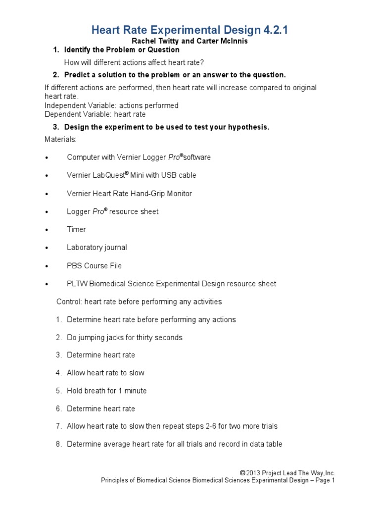 4 2 1 Heart Rate Experimental Design | PDF | Heart Rate | Experiment