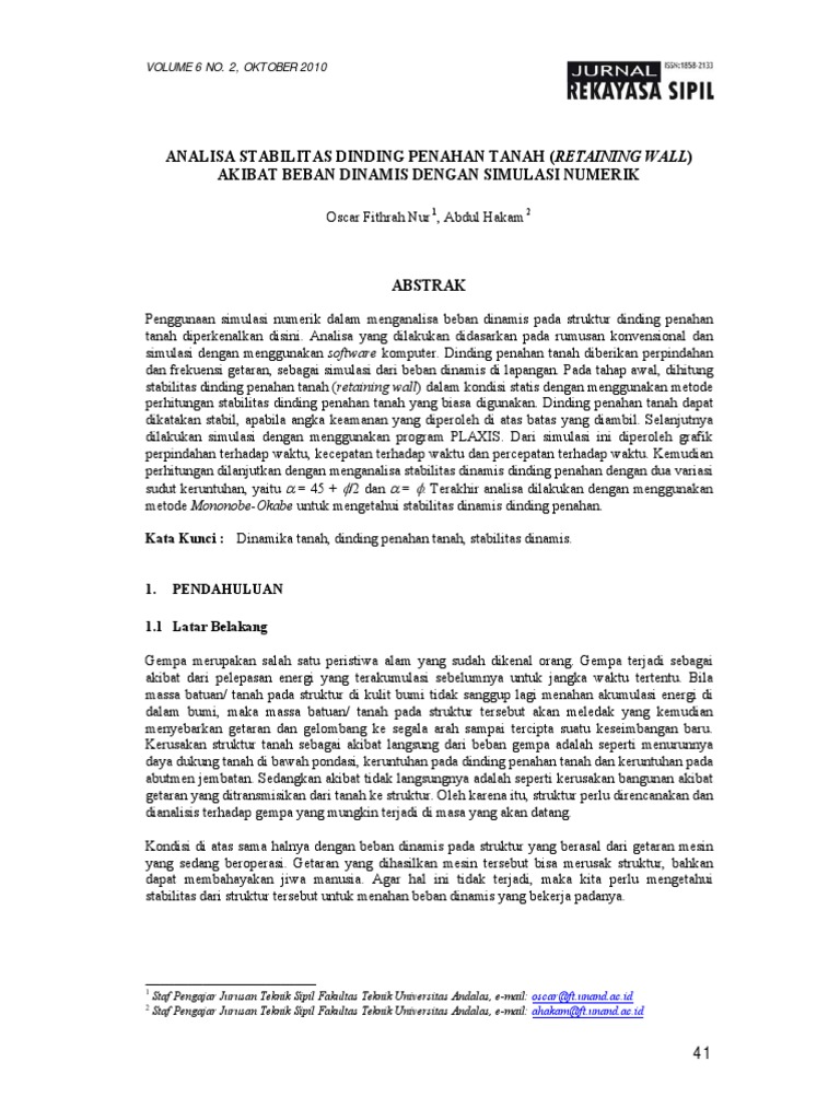 Analisa Stabilitas Dinding Penahan Tanah (Retaining Wall) PDF | PDF ...