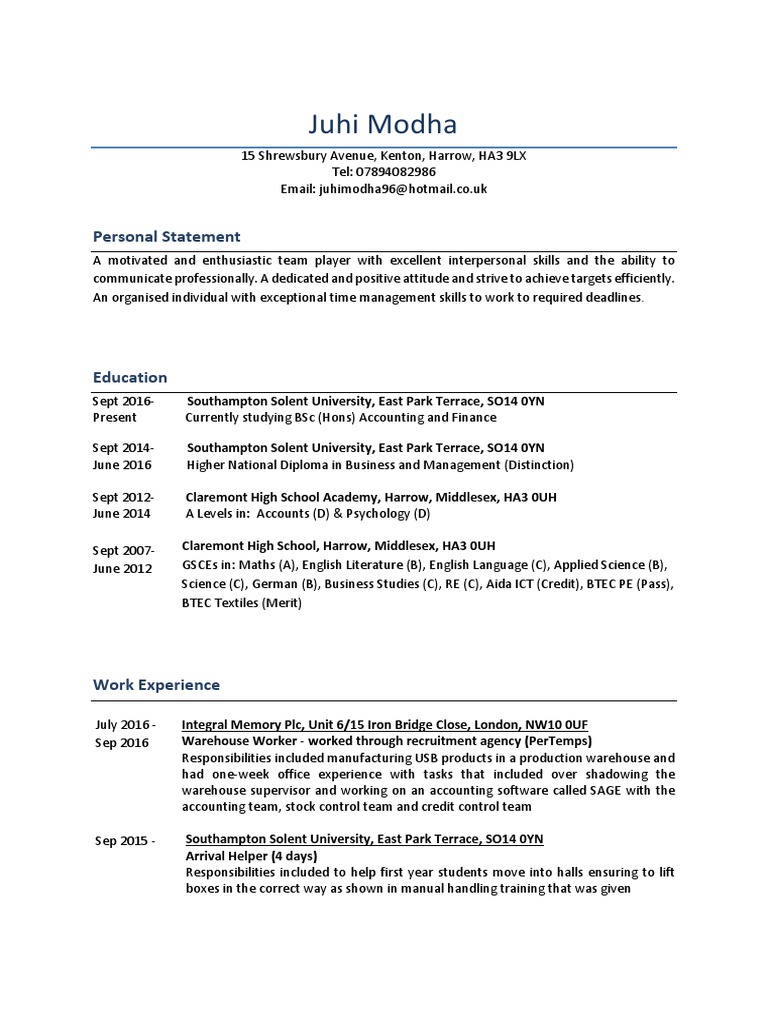 JM CV | PDF | Business | Psychology