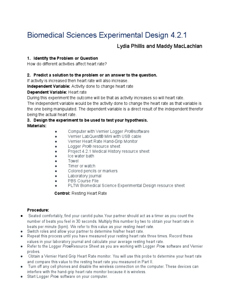 Experimental Design 4 2 1 2 1 1 | PDF | Heart Rate | Experiment