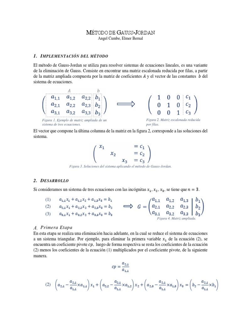 Metodo Gauss-Jordan MATLAB PDF | PDF | Matriz (Matemáticas) | Análisis ...