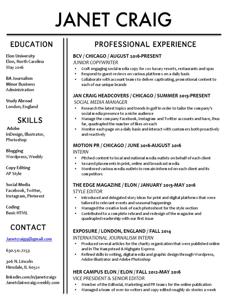 J Craig Resume 2017 | PDF