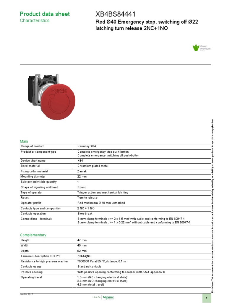 Harmony Xb4 Xb4bs84441 | PDF | Electromagnetism | Electrical Components