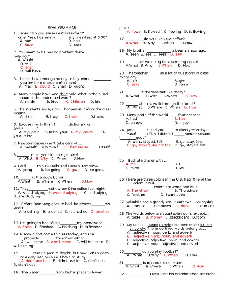 Soal Bahasa Inggris | Adjective | Adverb