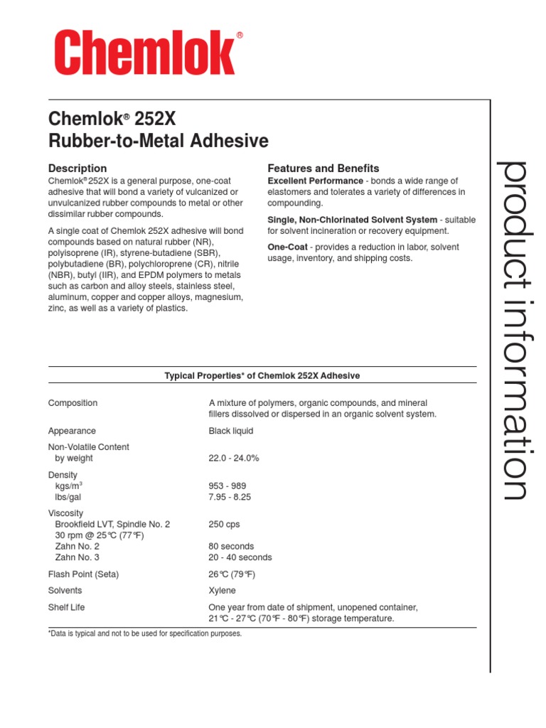 Chemlok 252X | PDF | Adhesive | Natural Rubber