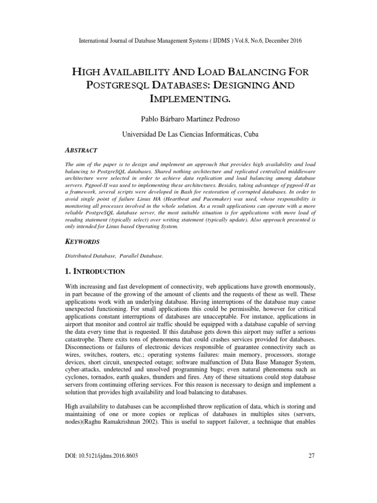 High Availability in PostgreSQL Databases | PDF | Replication ...