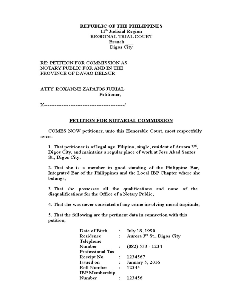 Petition for Notarial Commission | Affidavit | Notary Public