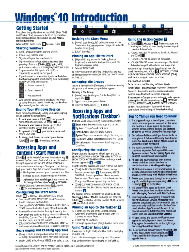 Windows 10 Cheat Sheet | PDF