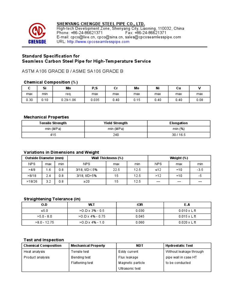 ASTM A106 Standard | PDF | Technology & Engineering
