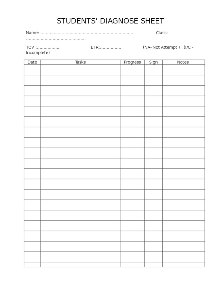 Student Diagnose Sheet | PDF
