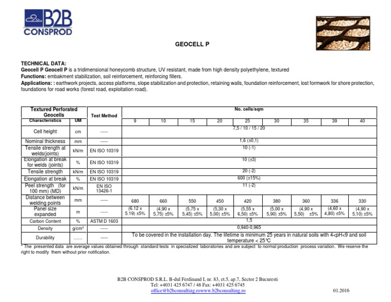Geocell P Technical Specifications | PDF | Science & Mathematics ...