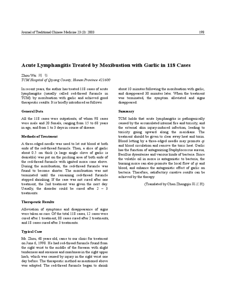 Acute Lymphangitis | Download Free PDF | Traditional Chinese Medicine | Medical Specialties