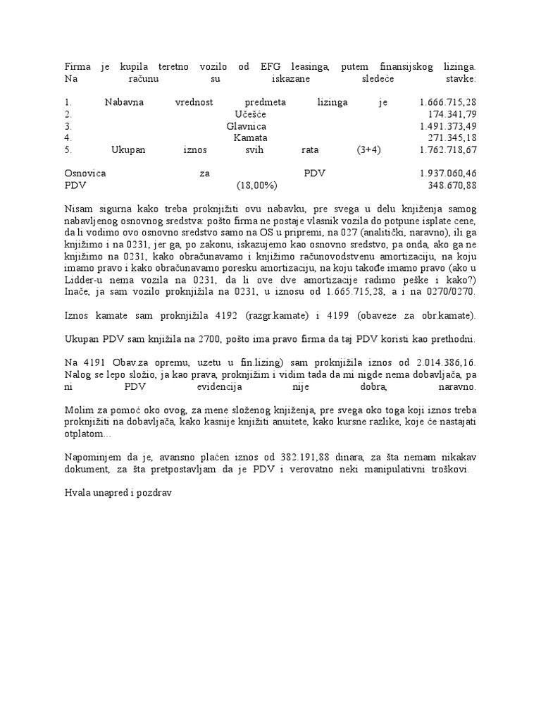 Lizing Knjizenje | PDF