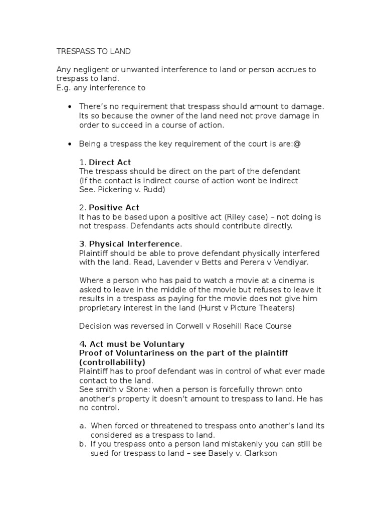 Trespass to Land | Trespass | Conversion (Law)