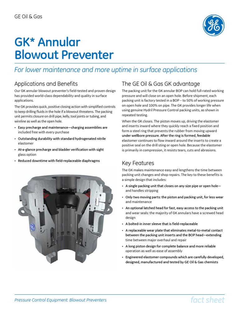 Hydril - GK Annular r2 | PDF | Mechanical Engineering | Gas Technologies