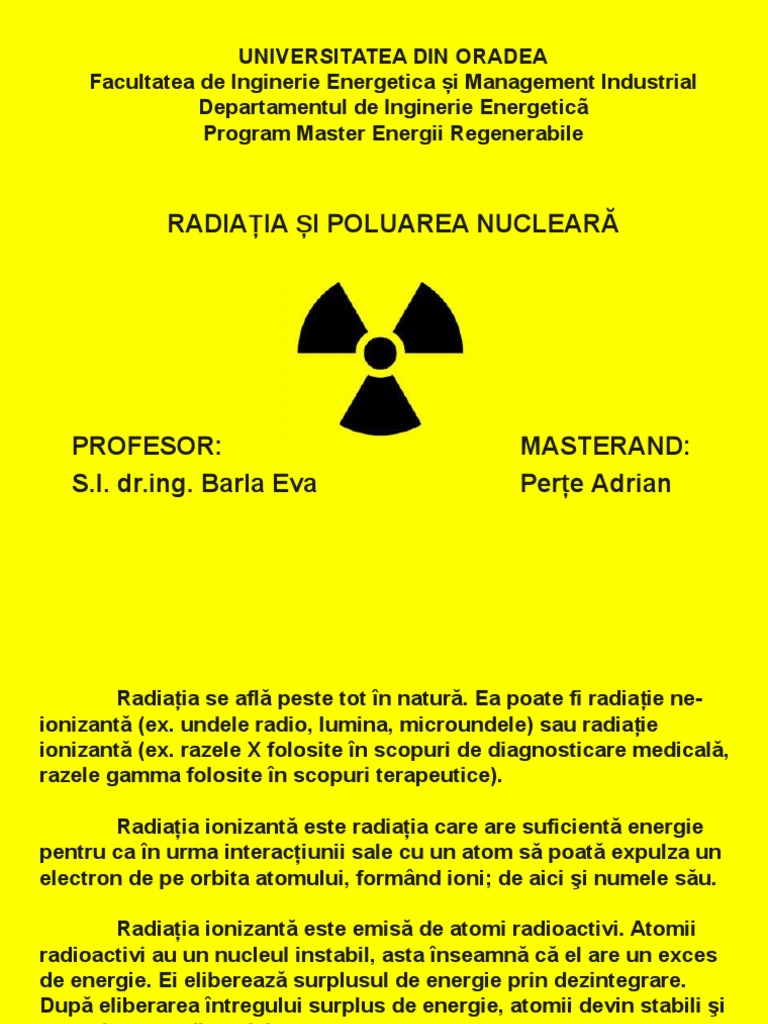 Radiatia Si Poluarea Nucleara | PDF