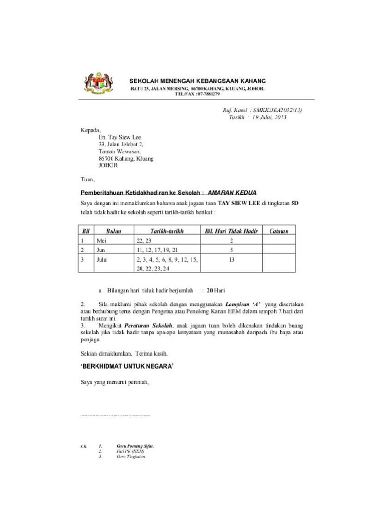 Contoh Surat Amaran | PDF